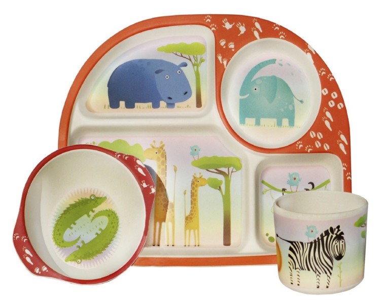 Set repas enfant en bambou Animaux