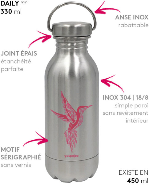 Gourde Daily 330ml Inox Colibri